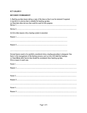 Fillable Online ICT GRADE 9 REVISION WORKSHEET 1 two - St Marys Fax ...