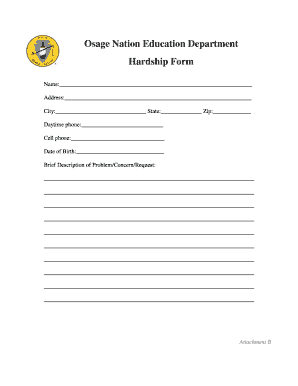 Fillable Online Osage Nation bEducationb Department bHardshipb Form Fax ...