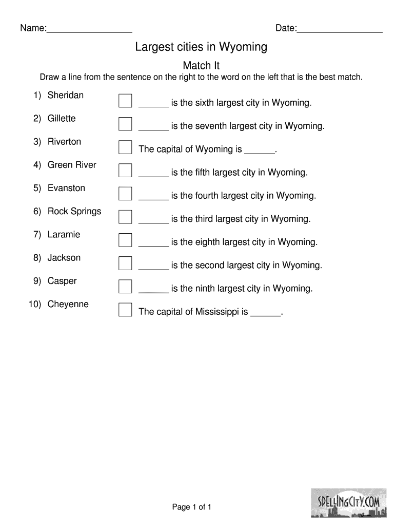 Fillable Online Largest cities in Wyoming Fax Email Print - pdfFiller