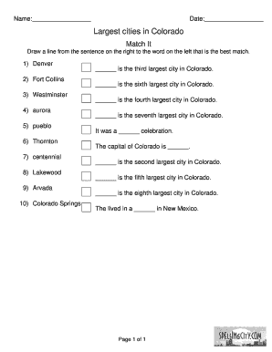Fillable Online Largest cities in Colorado - SpellingCitycom Fax Email ...