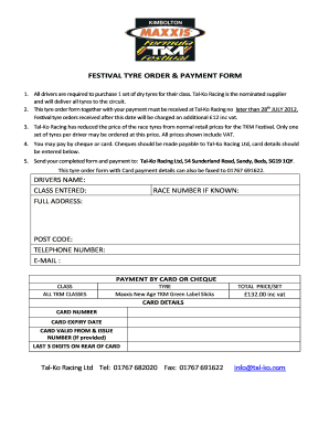 Fillable Online 2012 Tyre Order Form - HKRC 1959 Fax Email Print ...