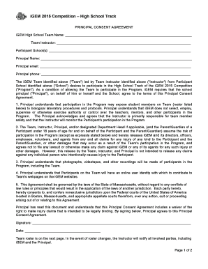 Fillable Online PRINCIPAL CONSENT AGREEMENT Fax Email Print - pdfFiller