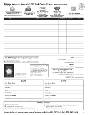 Fillable Online Weston Woods 2015 Fall Order Form Its Easy to Order der ...
