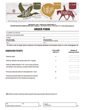 Fillable Online ADMISSION TICKETS - Order Form Fax Email Print - pdfFiller