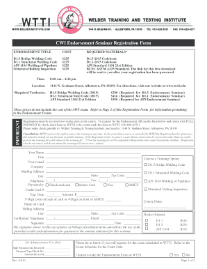 Fillable Online CWI Endorsement Seminar Registration Form - NDT ...
