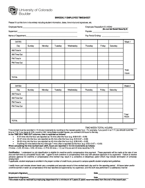 Fillable Online BIWEEKLY EMPLOYEE TIMESHEET Fax Email Print - pdfFiller