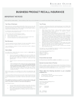 Fillable Online Business Product Recall Proposal Form - broumbbcombau ...
