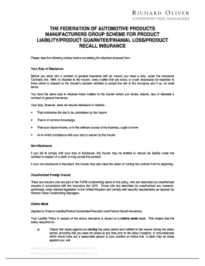 Fillable Online Business Product Recall Proposal Form Fax Email Print ...