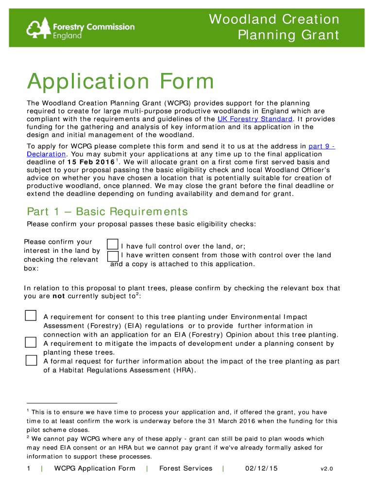Fillable Online forestry gov BApplication Formb - Forestry Commission ...