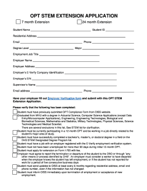 Fillable Online Opt stem extension application - Office of ...