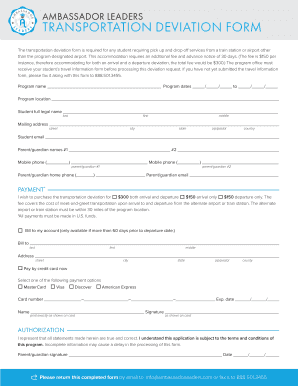 Fillable Online Transportation deviation form - Squarespace Fax Email ...