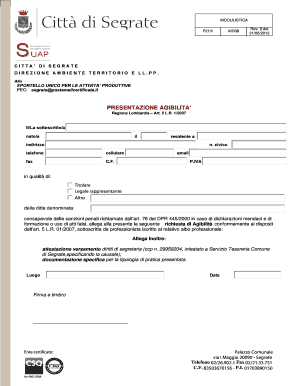 Compilabile Online comune segrate mi PRESENTAZIONE AGIBILITA - Comune ...