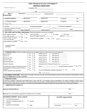 Fillable Online ogc research nmsu Proposal Award Form - NMSU: Research - New Mexico State ...