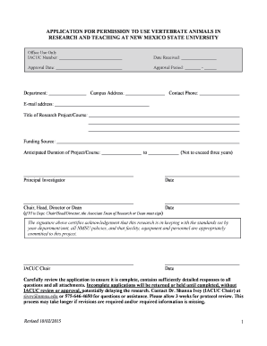 Fillable Online compliance research nmsu Animal Use in Research Application - Office of Research ...