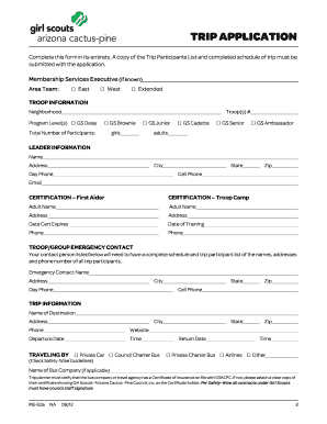 Fillable Online chollags INSTRUCTIONS FOR FILING TRIP APPLICATION Fax ...