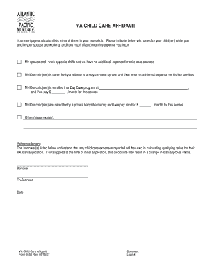 Fillable Online VA CHILD bCARE AFFIDAVITb Fax Email Print - pdfFiller