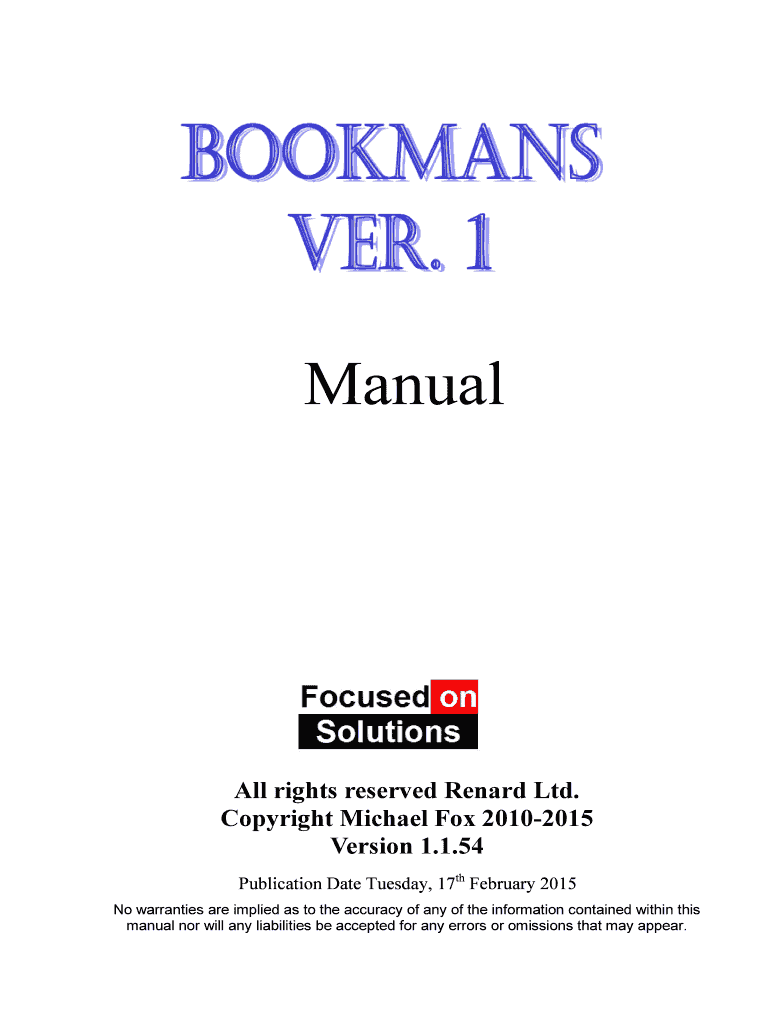 Fillable Online renardltd co BookManS - renardltd.co.uk Fax Email Print ...