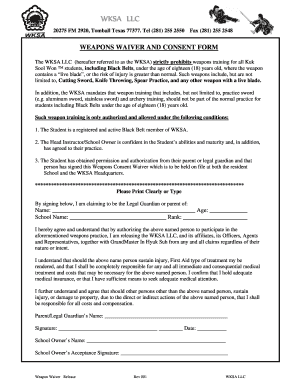 Fillable Online Weapon Waiver - Kuk Sool Won Fax Email Print - pdfFiller