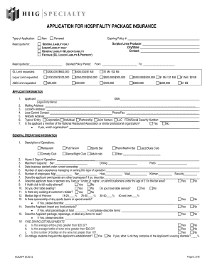 HIIG Bar & Tavern Application - Heritage Specialty Insurance - Fill and ...