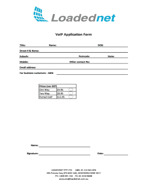 Fillable Online VoIP Application Form - bLoadednetb Fax Email Print ...