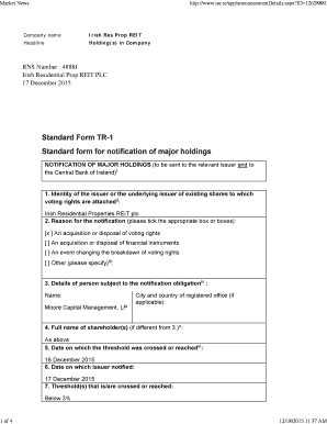 Fillable Online Standard Form TR-1 Standard form for notification of ...