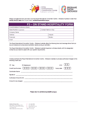 Fillable Online F3. On Stand Hospitality Form Fax Email Print - pdfFiller