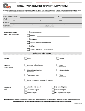 Fillable Online EQUAL EMPLOYMENT OPPORTUNITY FORM - vpccom Fax Email ...