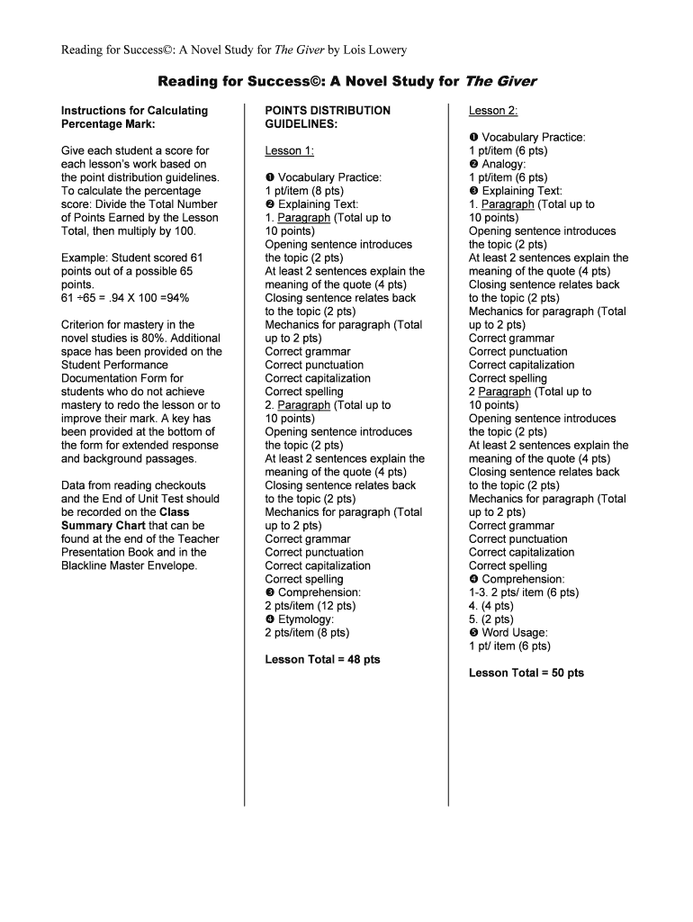 Fillable Online Extended response the giver pdf - P(1) - Docs-Engine ...