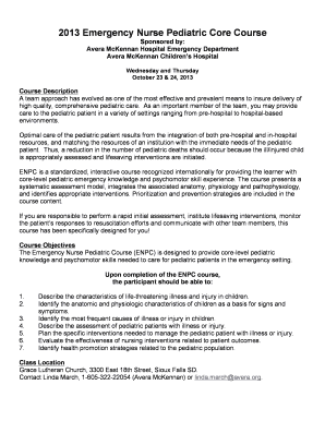 Fillable Online sdena 2013 Emergency Nurse Pediatric Core Course ...