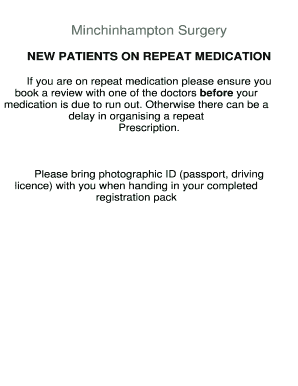 Fillable Online Minch Registration Pack - Minchinhampton Surgery Fax ...