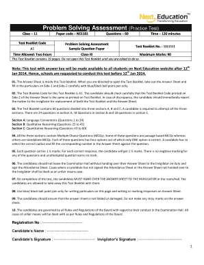 Fillable Online nexteducation Problem Solving Assessment (Practice Test ...