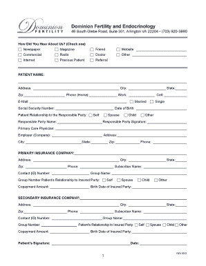 Fillable Online Dominion Fertility and endocrinology Fax Email Print ...