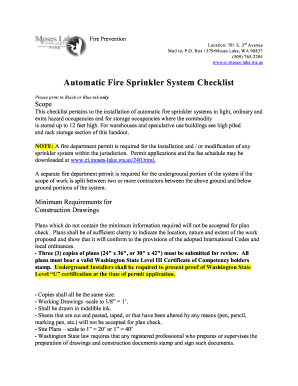 Fillable Online Automatic Fire Sprinkler System Checklist - Official ...