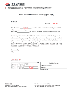 Fillable Online Close Account Instruction Form Fax Email Print - pdfFiller