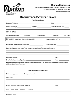 Fillable Online rsd schoolwires Request for Extended Leave ...