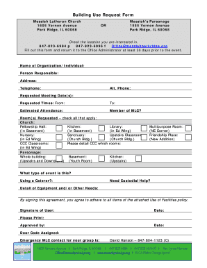 Fillable Online messiahparkridge Building Use Policies and Procedures ...