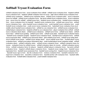 Fillable Online 45 32 68 Softball bTryout Evaluationb Form Fax Email ...