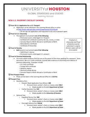 Fillable Online PASSPORT CHECKLIST (MINOR): Fax Email Print - pdfFiller