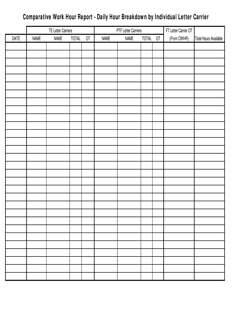 Fillable Online Comparative Work Hour Report - Daily Hour Breakdown by ...