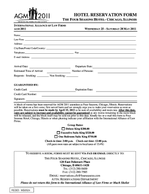 Fillable Online HOTEL RESERVATION FORM - Much Shelist Fax Email Print ...
