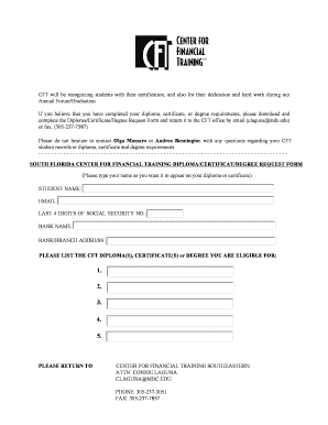 Fillable Online cftse Diploma-bCertificateb Request bFormb for Graduation bfillableb Fax Email ...