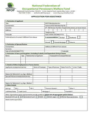Fillable Online nfop org Welfare Application Form 030815 - nfop org Fax ...