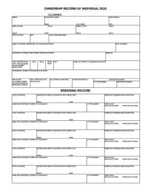 Fillable Online Blank AKC Ownership Record Form - Green Bay Shetland ...