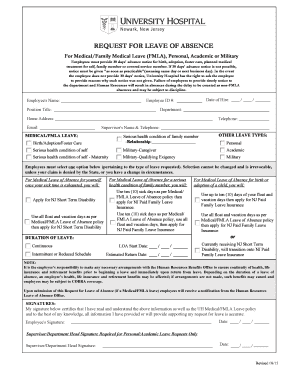 Fillable Online Bfamilybmedical bleaveb of absence bformb - University ...