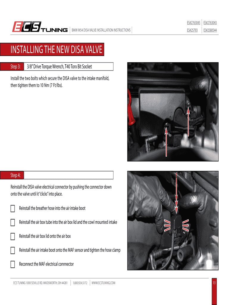 Fillable Online BMW M54 DISA Valve Installation Instructions Fax Email ...