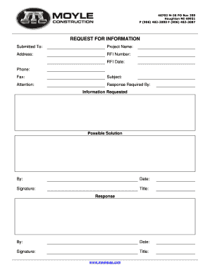 Fillable Online Request for Information Form - bmoyleusab Fax Email ...