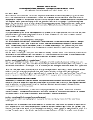 Nitrous Oxide Consent Form Pediatric Dentistry - Fill Online, Printable ...