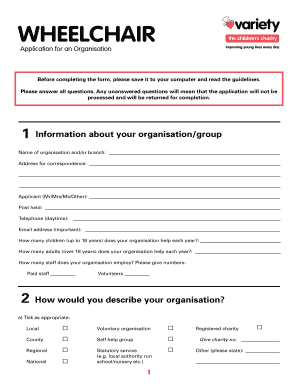 Fillable Online variety org Wheelchair Application Form for ...