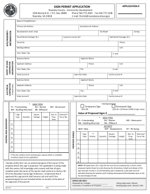 Fillable Online Sign bPermitb Application - Roanoke County Fax Email Print - pdfFiller