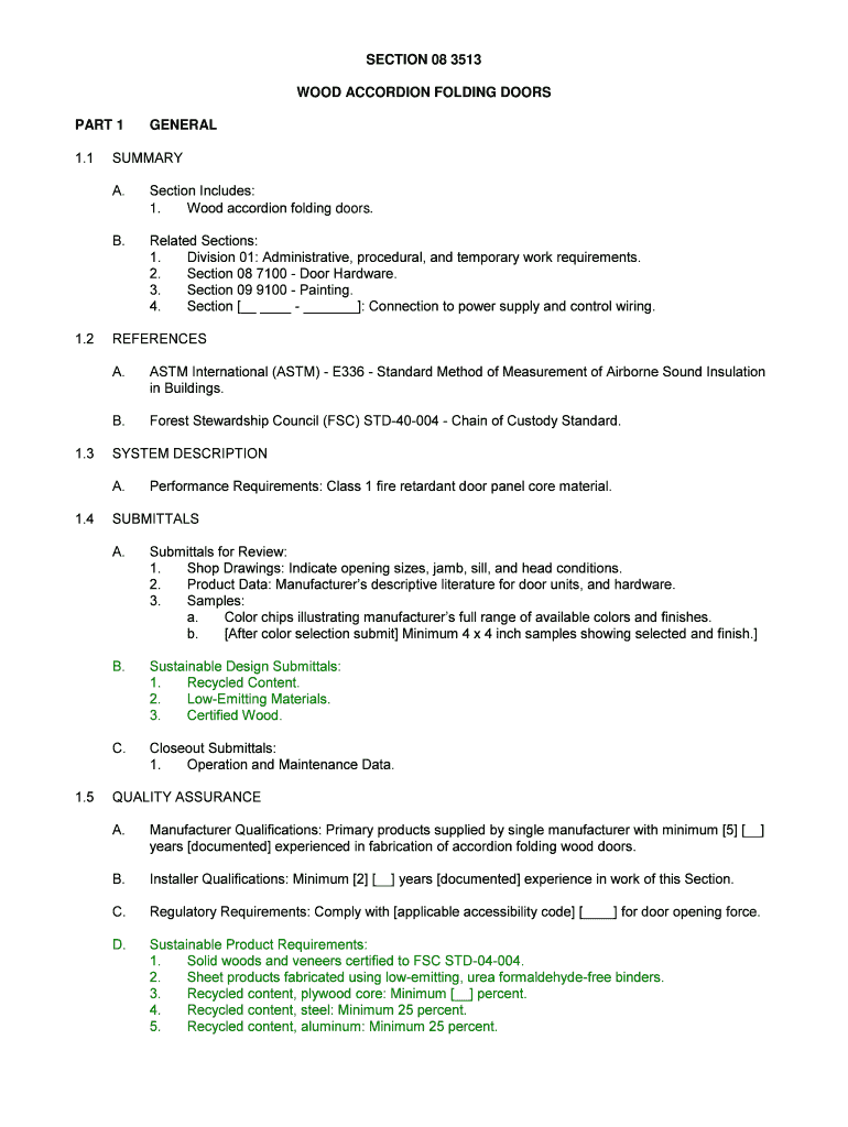 Fillable Online SECTION 08 3513 Fax Email Print - pdfFiller